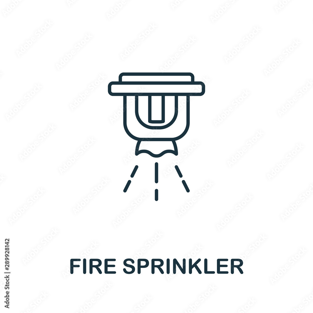Fire Sprinkler outline icon. Thin line concept element from fire safety ...