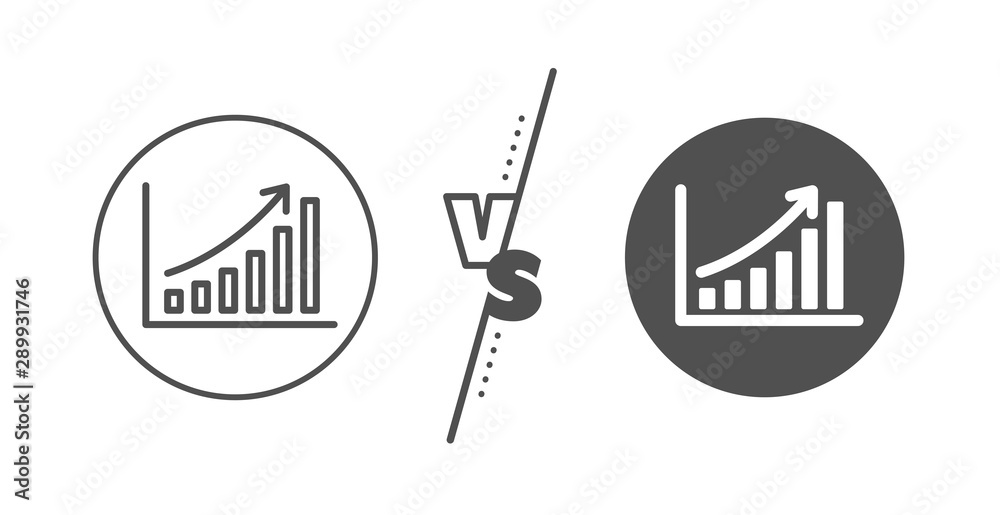 Column chart sign. Versus concept. Graph line icon. Growth diagram ...