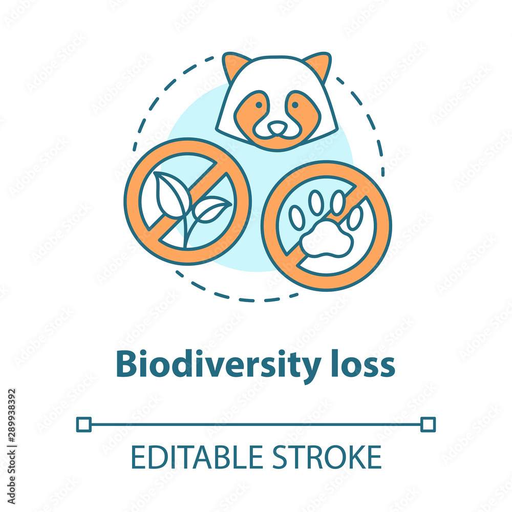 Biodiversity loss concept icon. Disappearance of plants and animals ...