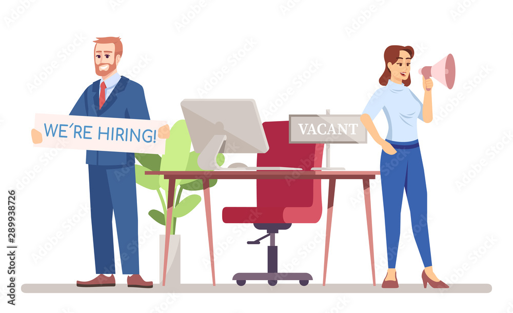 HR managers looking for worker flat vector illustration. Staff ...