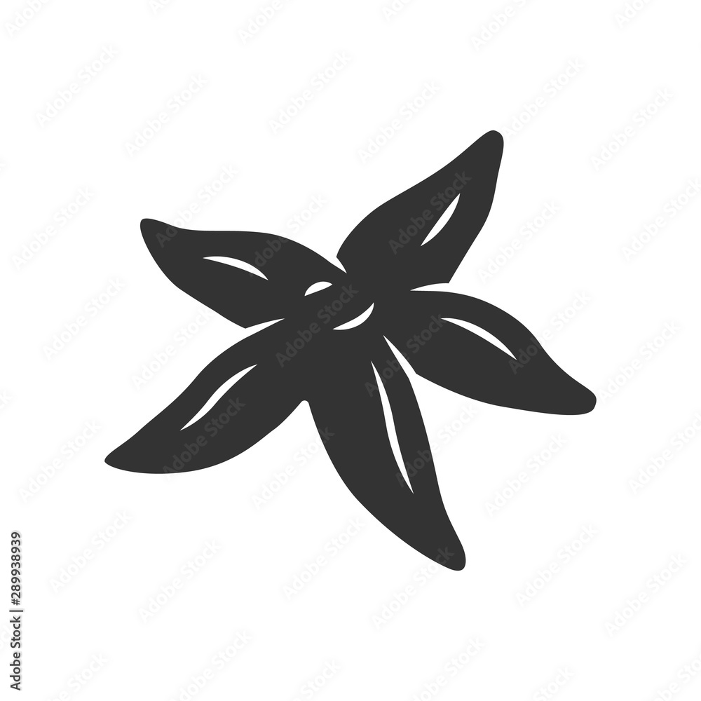 Starfish glyph icon. Tropical underwater creature. Invertebrate mollusk ...