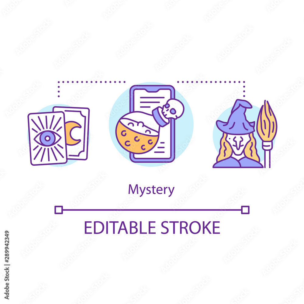 Mystery concept icon. Spellbooks and esoteric literature idea thin line ...