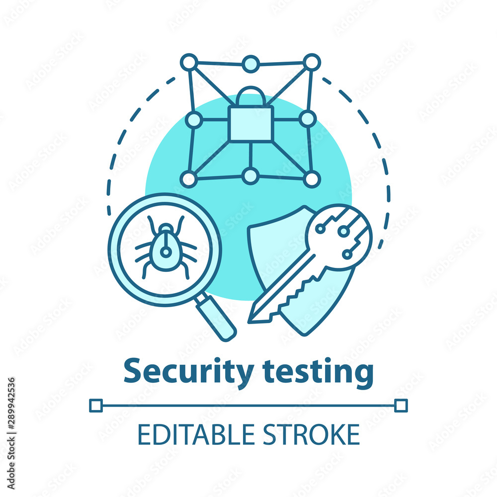 Security testing concept icon. Safety audit. Key reliability and ...