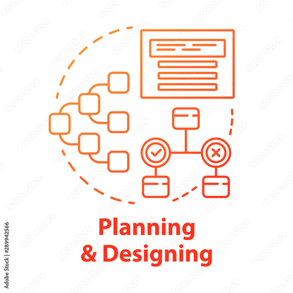 Planning and designing concept icon. System operation algorithm idea ...