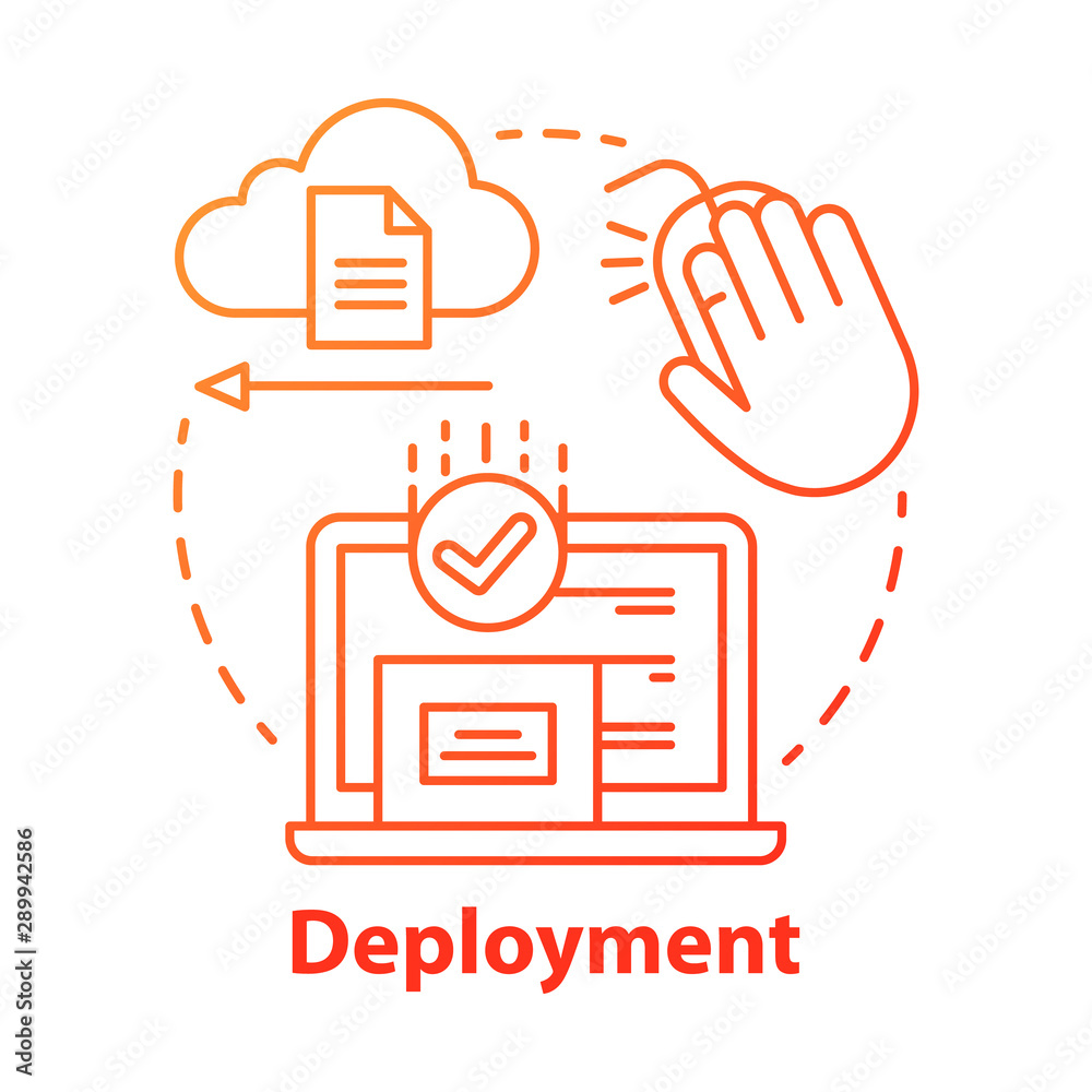 Deployment concept icon. Data send, receive. Product release. Usability ...