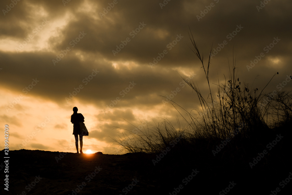 Person Walking Alone Silhouette