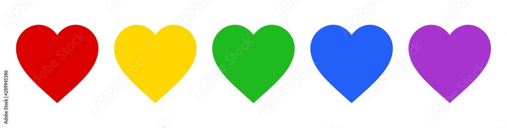 Five hearts vector icon with different color Stock Vector | Adobe Stock