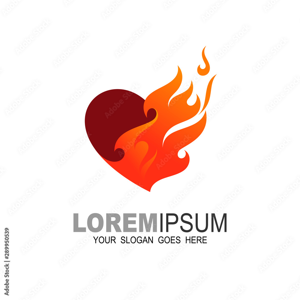 Fire Heart Logo designs concept vector, Love Fire logo symbol icon ...