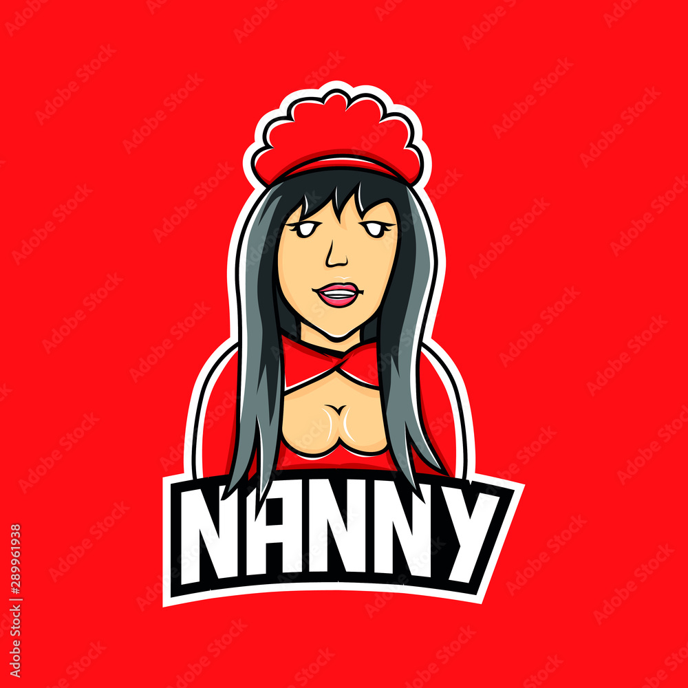 girl in red dress mascot logo. nanny mascot logo Stock Vector | Adobe Stock