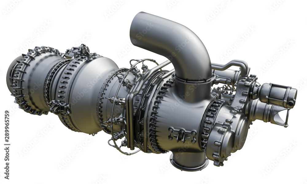 Gas turbine engine of power plant. 3d rendering. Stock Illustration ...