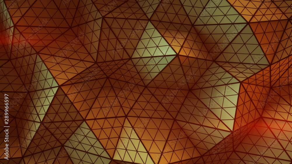 Orange low poly triangulated shape with subdivided polygons. Futuristic ...