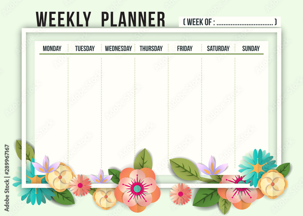 Weekly Schedule Planner Template With Flowers Frame Border On Light weekly-schedule-planner-template-with-flowers-frame-border-on-light