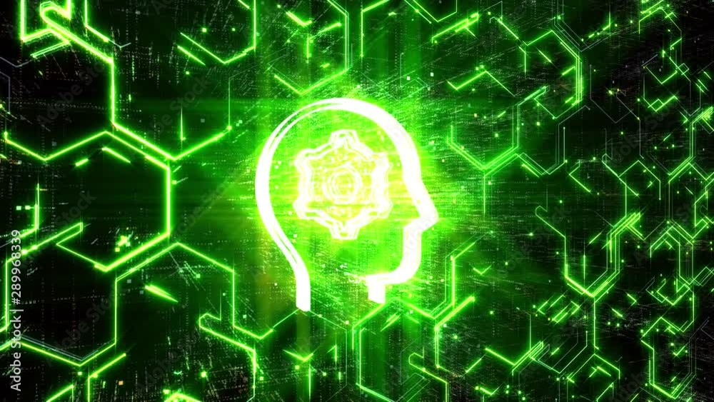 4k Brain AI Artificial Intelligence circuit tag cloud,binary computer code.The Matrix binary ...