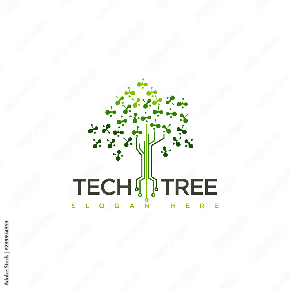 tech tree logo concept, eco technology logo vector Stock Vector | Adobe ...