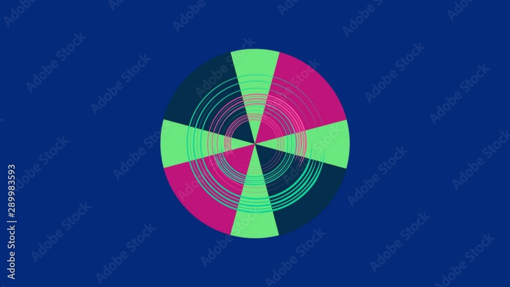 Graphic drawings that rotate in the center changing color, composed of ...