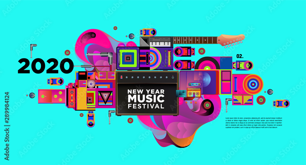Music Festival Illustration Design for 2020 New Year Party and Event ...
