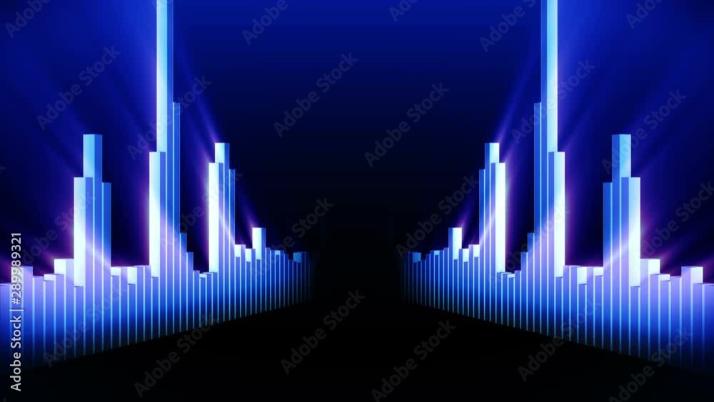 Audio blue wave animation. Sound wave from equalizer. Pulse music ...