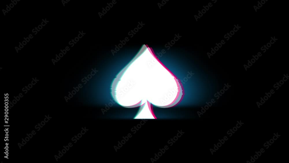 Playing card spades Symbol on Glitch Led Screen Retro Vintage Display ...