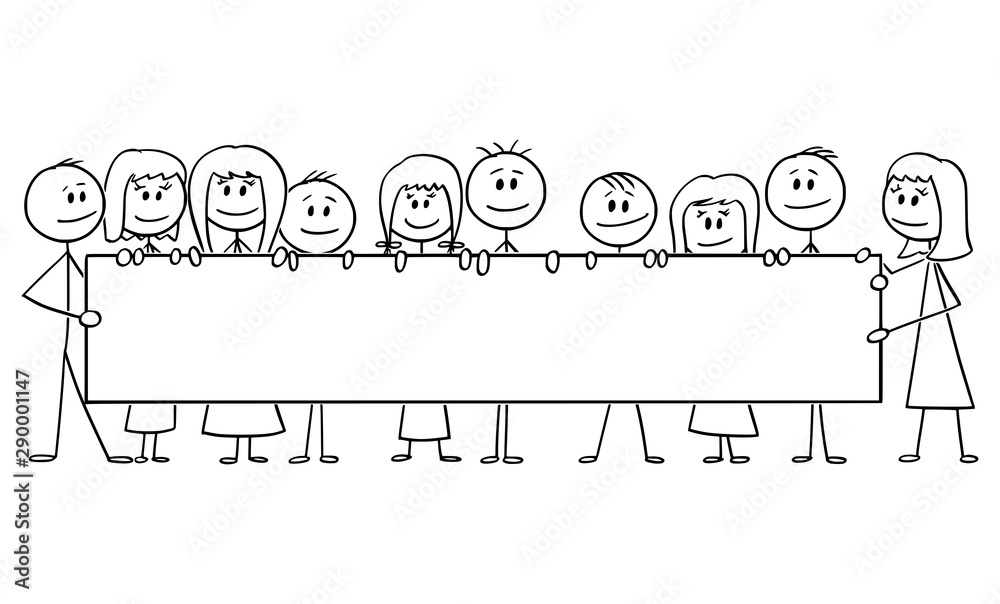 Vector cartoon stick figure drawing conceptual illustration of group of ...