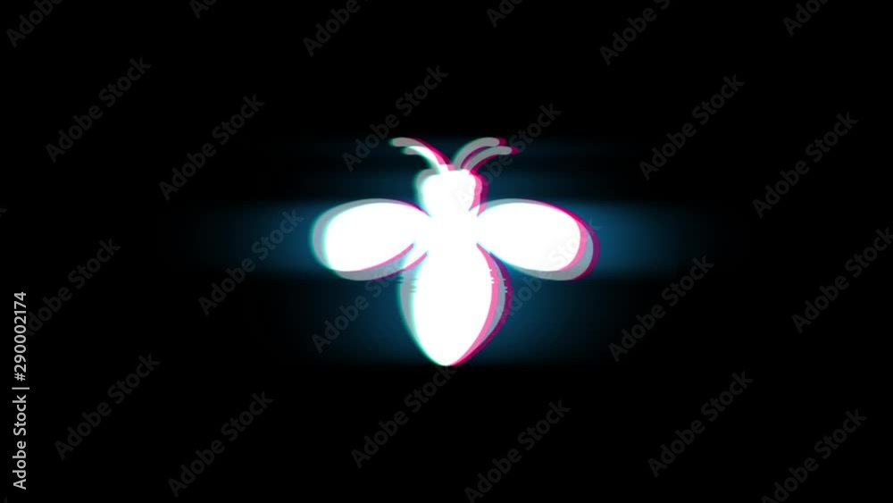 Bug, insect, nature, wasp Symbol on Glitch Led Screen Retro Vintage ...