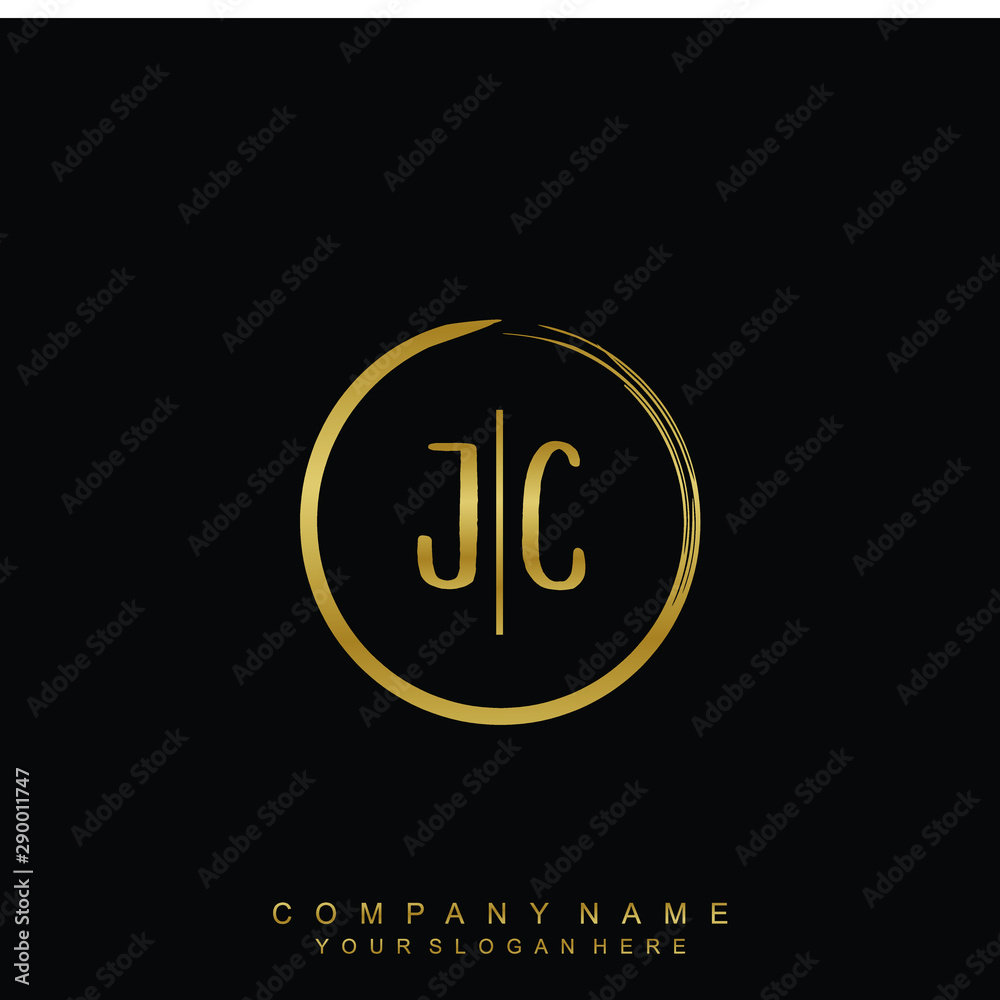JC initials with a golden circle brush template Stock Vector | Adobe Stock