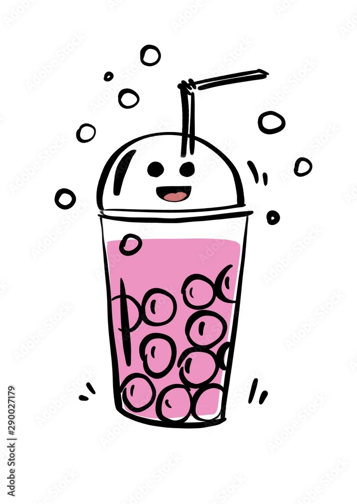 TAPIOCA icon. Bubble / pearl milk tea or boba line art for apps and ...