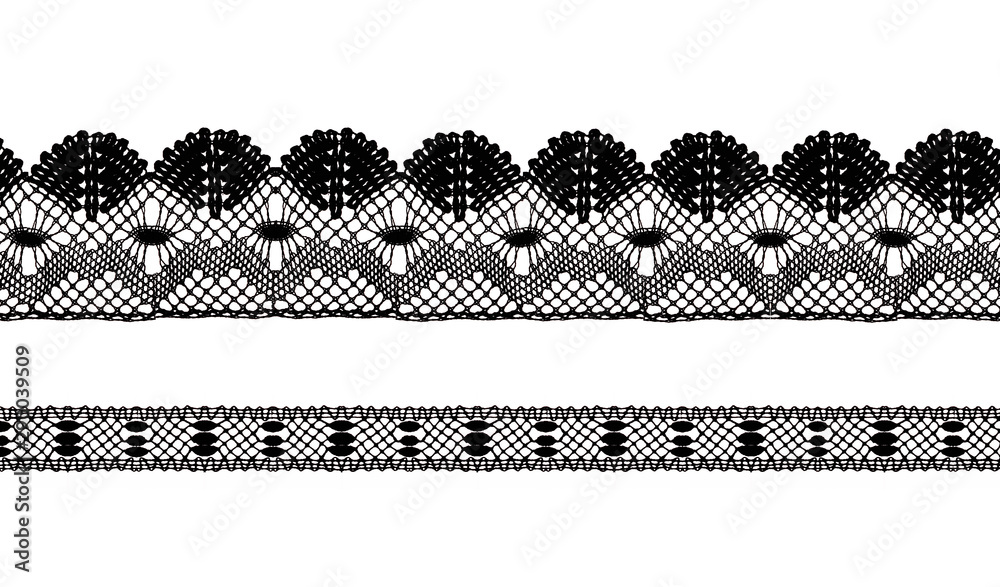 Black lace ribbons isolated shot Stock Photo | Adobe Stock