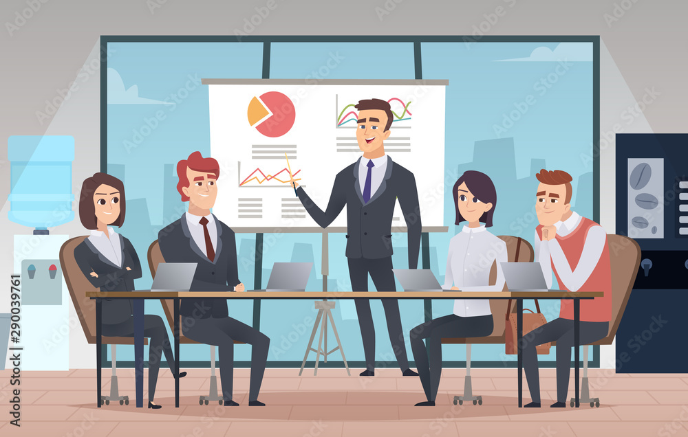 Meeting office interior. Business conference room with people managers ...