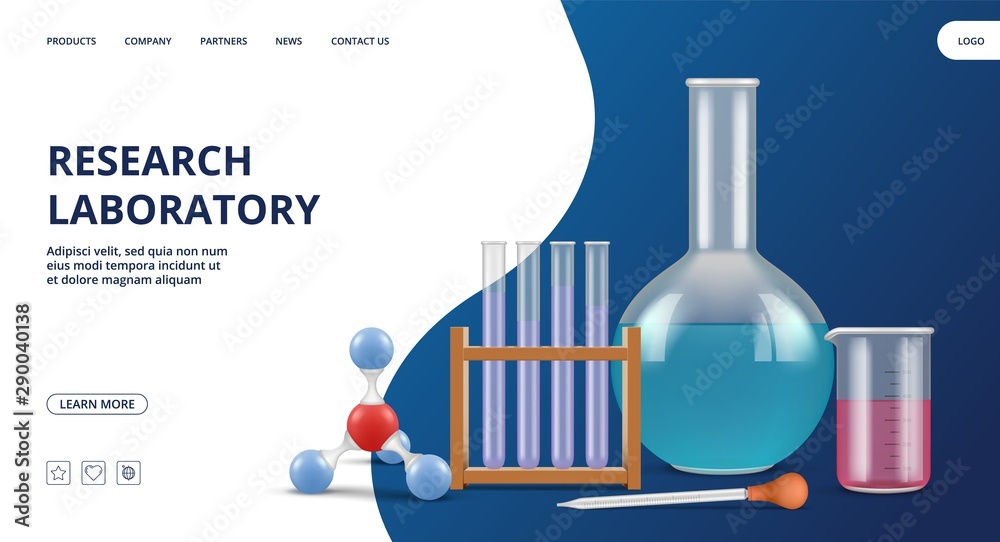 Research laboratory landing page. Pharmaceutical vector web banner ...