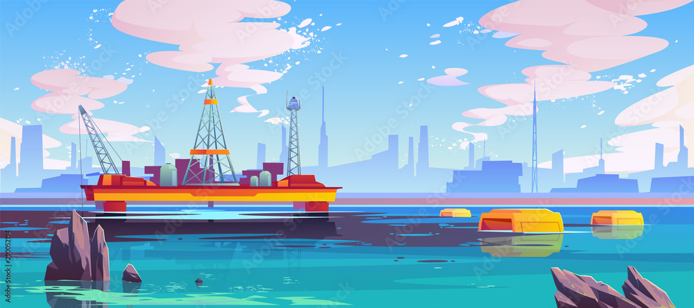 Oil cleaning in ocean, robots bio-cleaners floating around petroleum ...