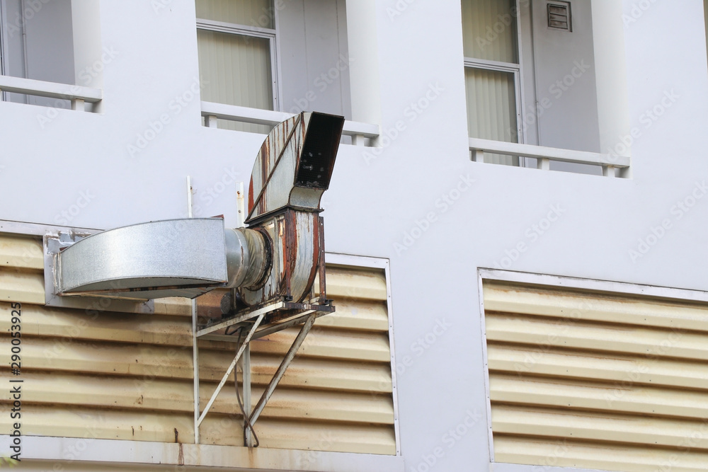 Ventilation fans for sucking smoke outside the building. Vent hood ...