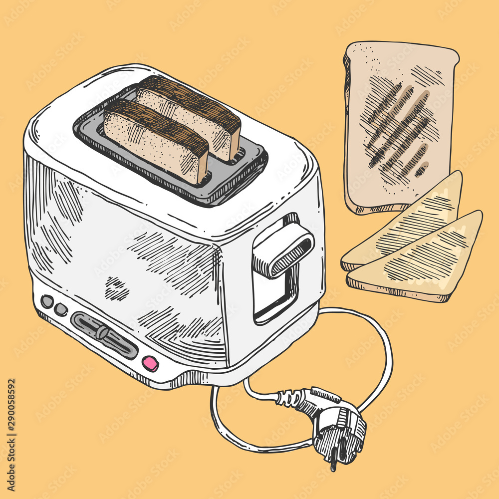 Toaster sketch vector illustration. hand drawn Stock Vector | Adobe Stock