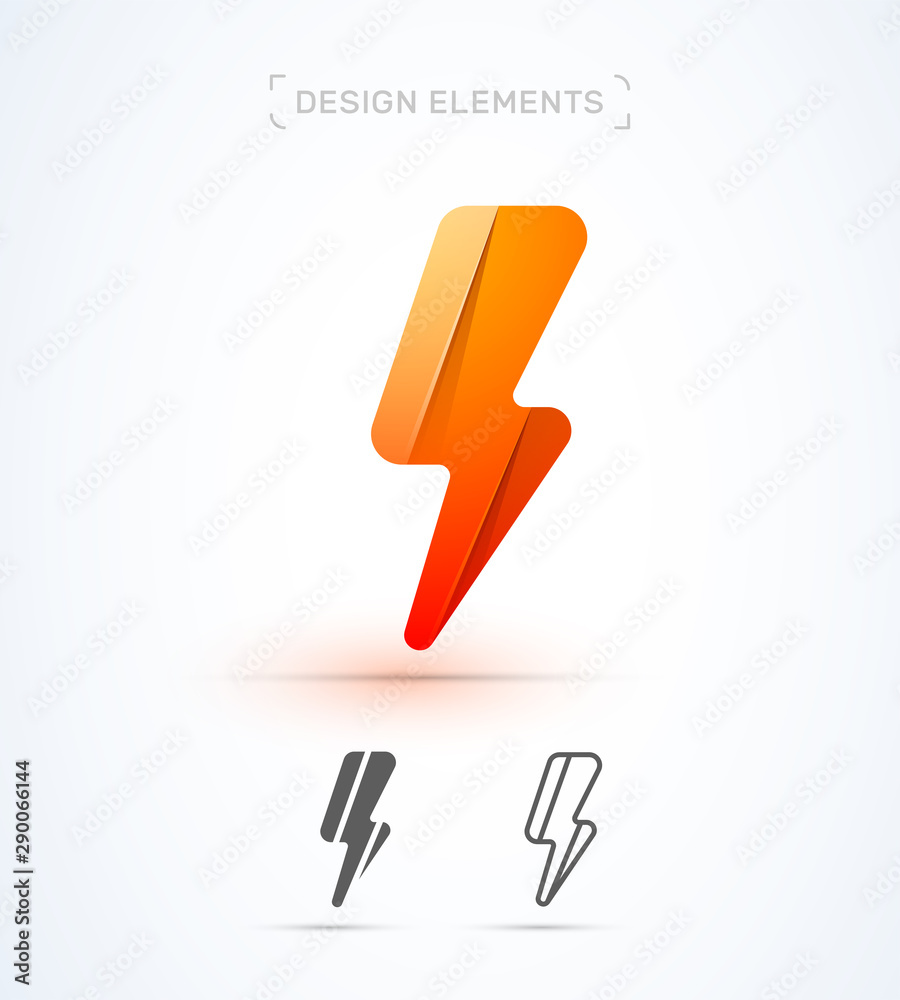 Vector flash logo template. Material design, flat, origami paper, 3d ...