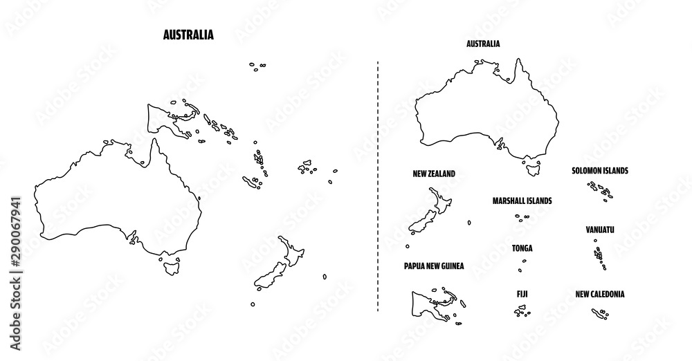 Australia outline map with each country isolated. Stock Vector | Adobe ...