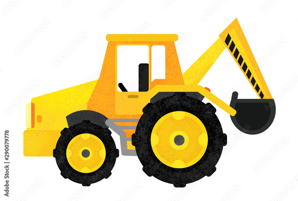 Cartoon funny excavator - on white background - illustration for ...