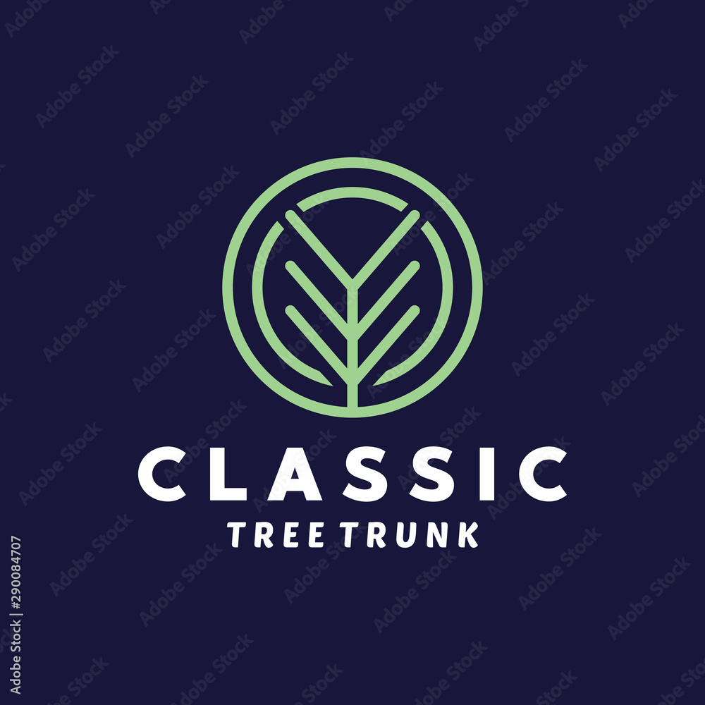 Vetor do Stock: Tree Trunk Logo design with Line And Circle Emblem ...