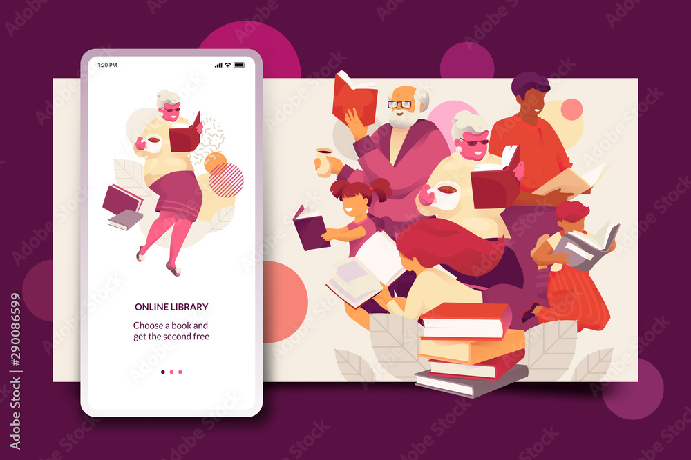 Time to Read Books Device Screen Stock Vector | Adobe Stock