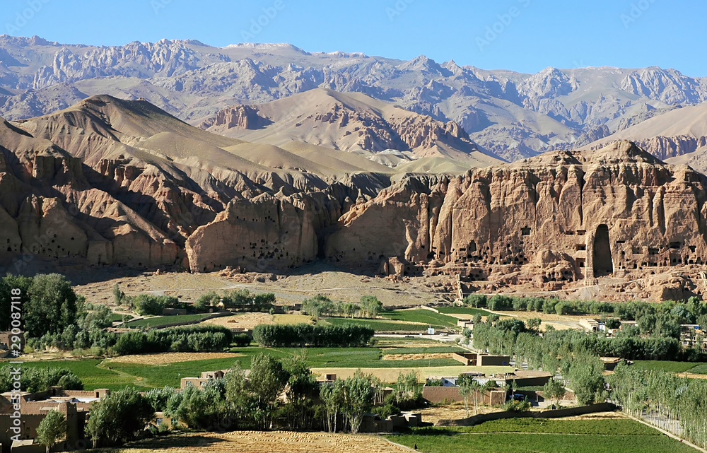 Bamyan (Bamiyan) in Central Afghanistan. This is a view over the Bamyan ...