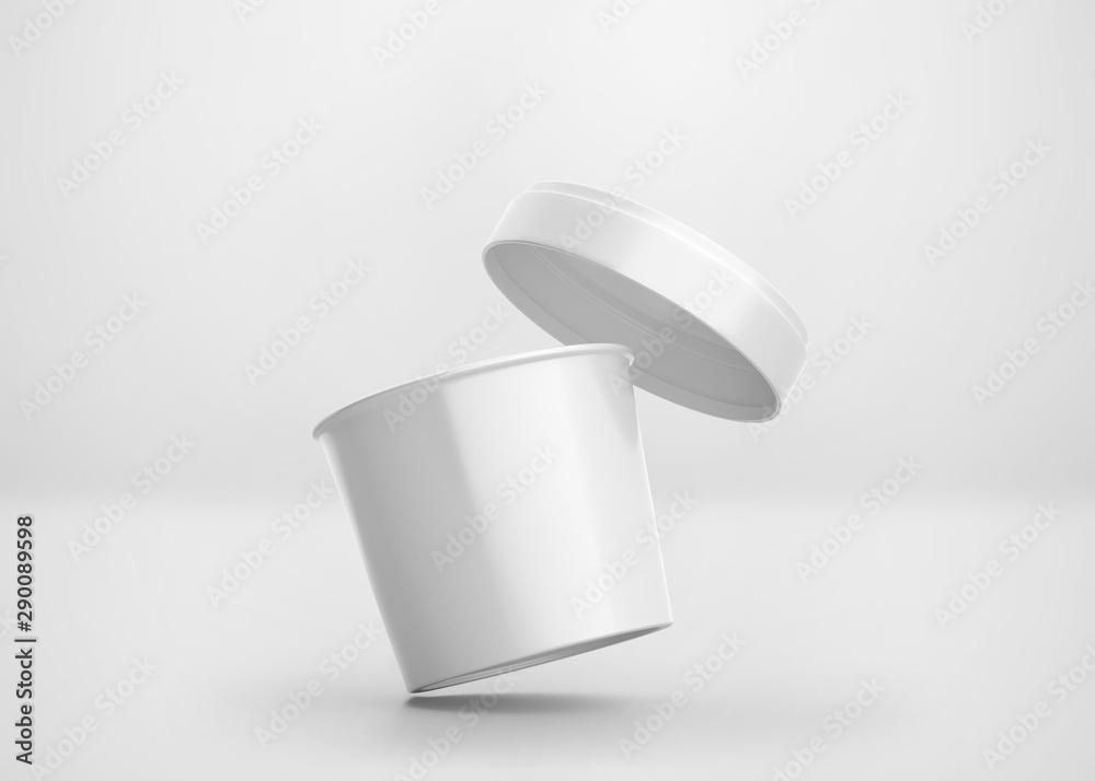 Blank Ice Cream Packaging with Cap, Realistic 3D rendered on light gray ...