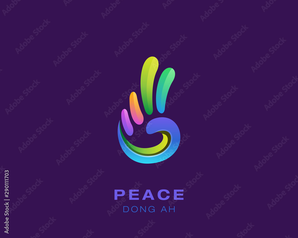 Abstract hand and peace icon logo. Peace Dong Ah logo design template ...