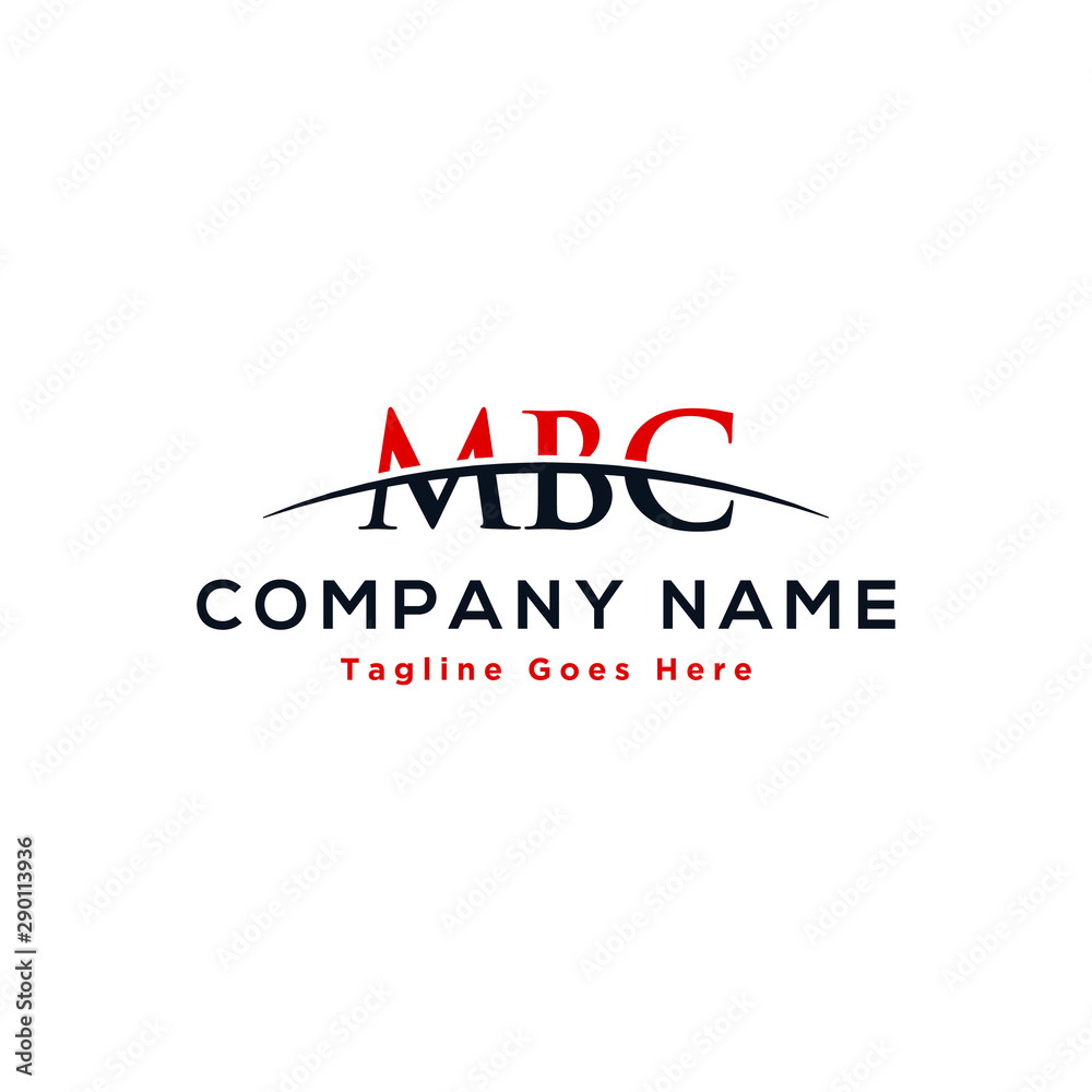 Initial letter MBC, overlapping movement swoosh horizon logo design ...