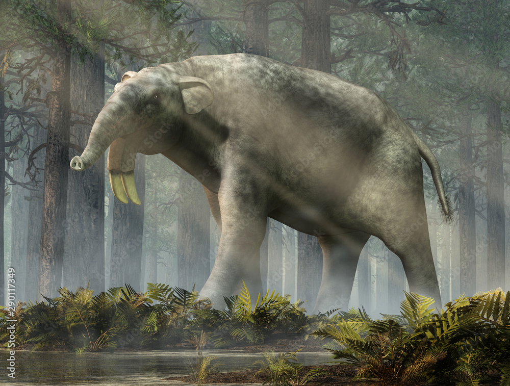 The hoe tusker, or Deinotherium ("terrible beast"), was a prehistoric ...