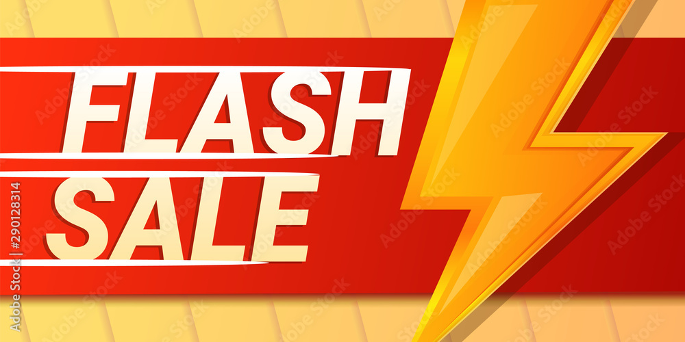 Lightning bolt flash sale concept banner. Cartoon illustration of ...