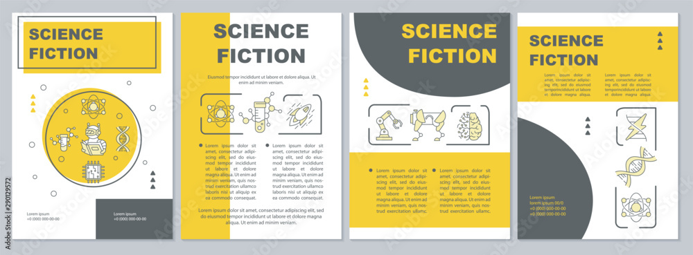 Science fiction book brochure template. Sci fi literature. Flyer ...