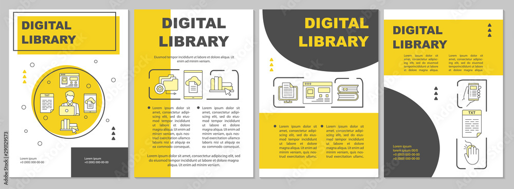 Digital library brochure template. Ebooks reading. Flyer, booklet ...
