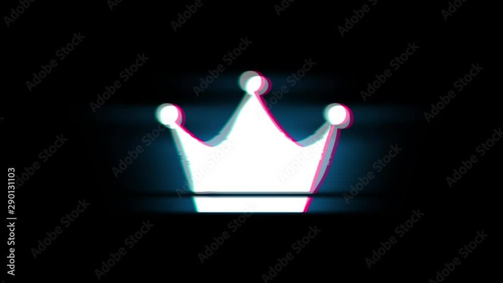 Queen Royalty Crown Symbol on Glitch Led Screen Retro Vintage Display ...