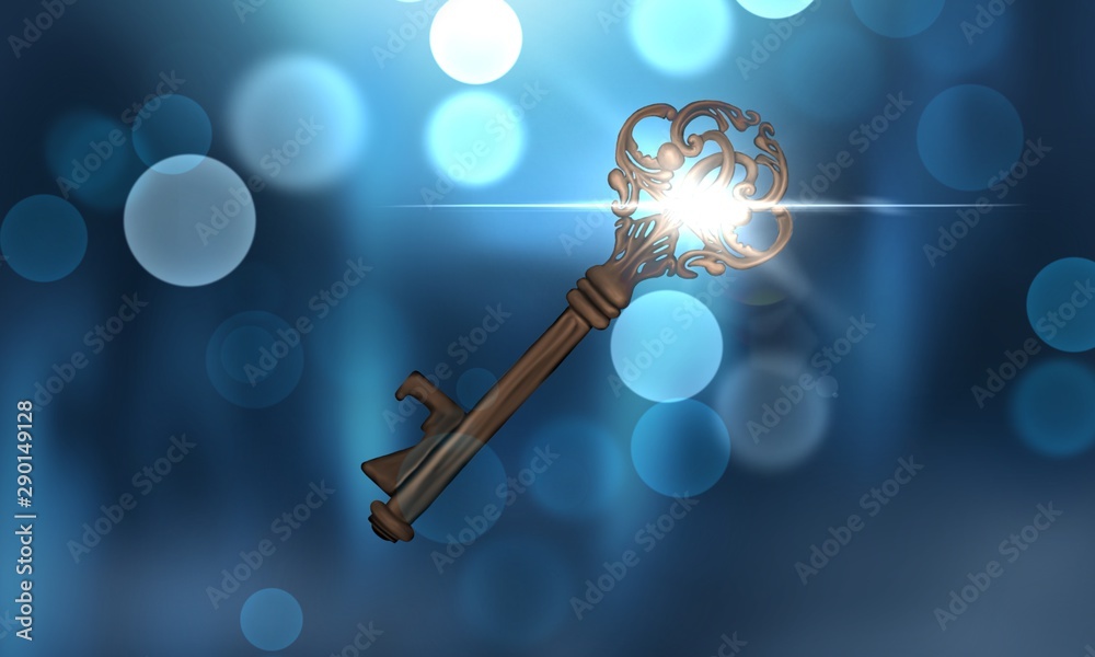Vintage key on abstract bokeh background. Magic background with an ...