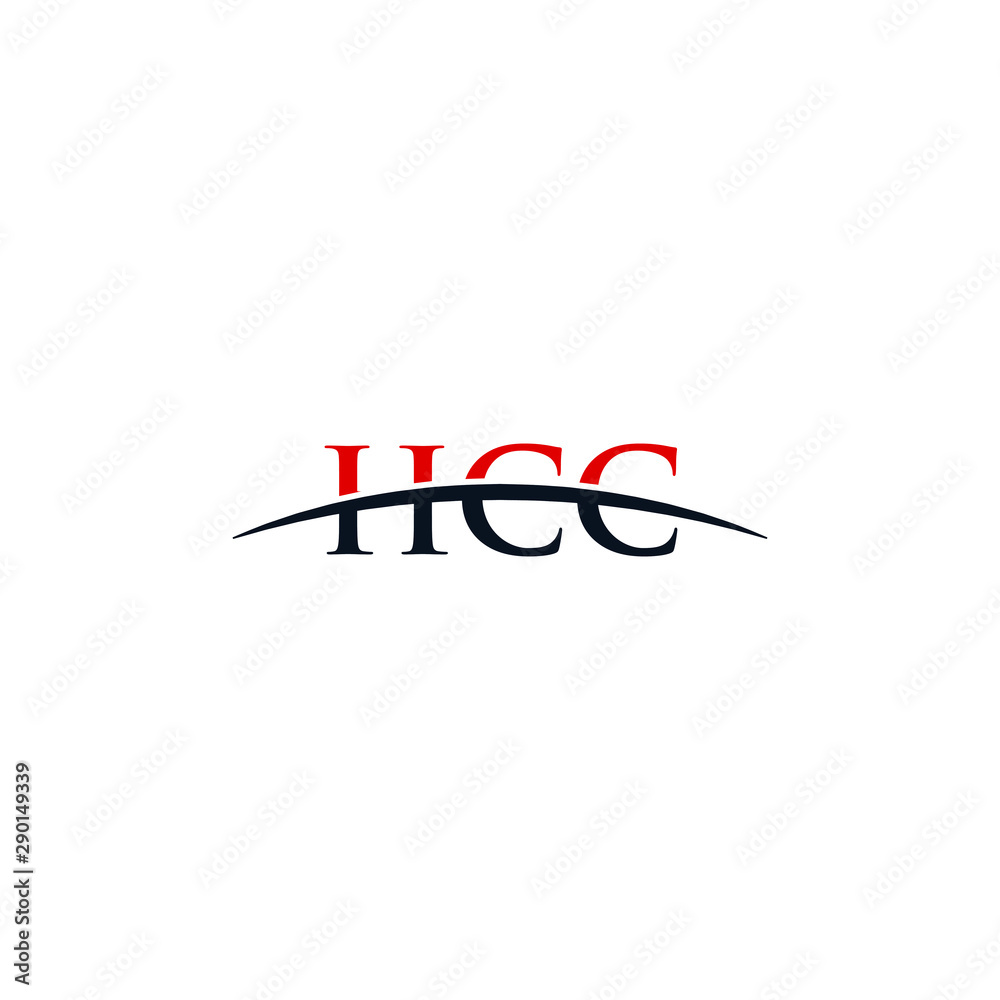 Initial letter HCC, overlapping movement swoosh horizon logo design ...