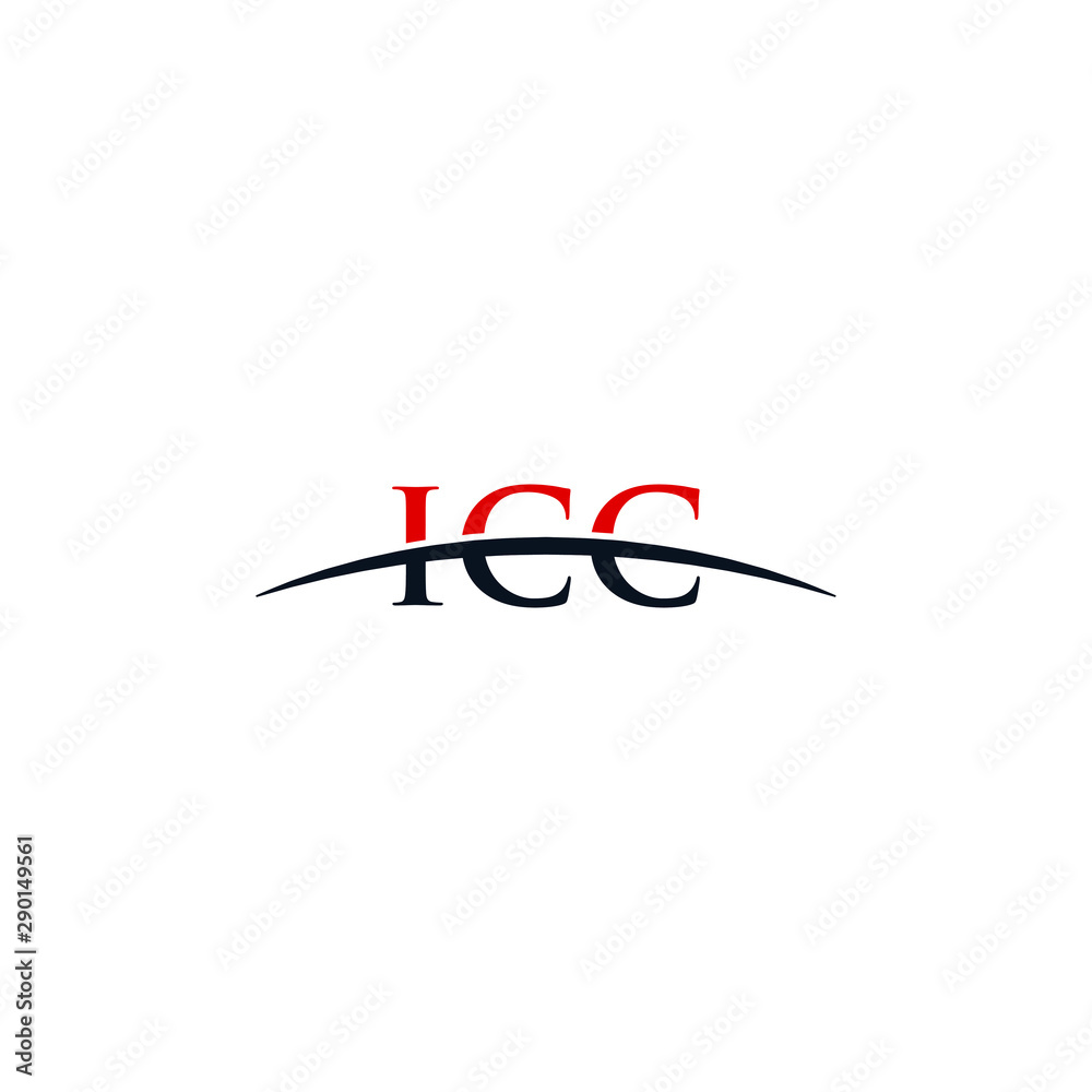 Initial letter ICC, overlapping movement swoosh horizon logo design ...