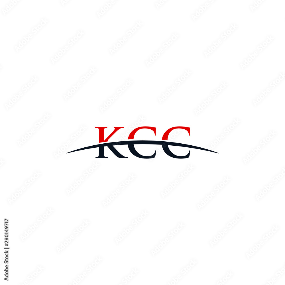 Initial letter KCC, overlapping movement swoosh horizon logo design ...
